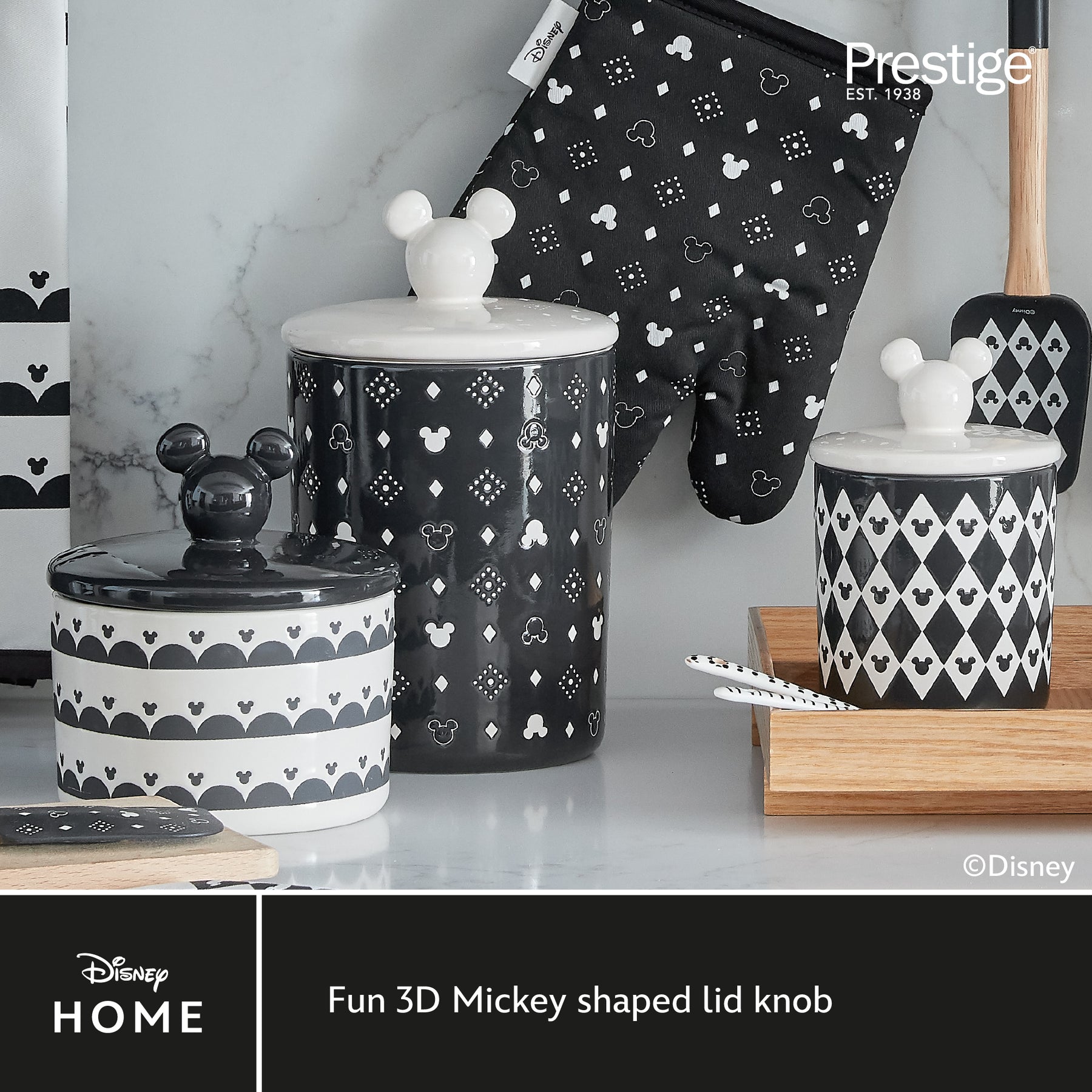 Disney Monochrome Mickey Mouse: Ceramic Airtight Storage Jars - 3 Piec ...