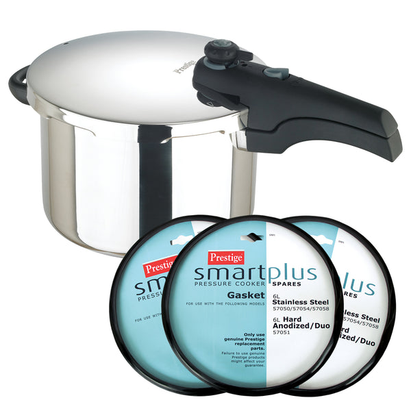 Induction 6 Litre Pressure Cooker & Gasket Spares Set | Prestige ...