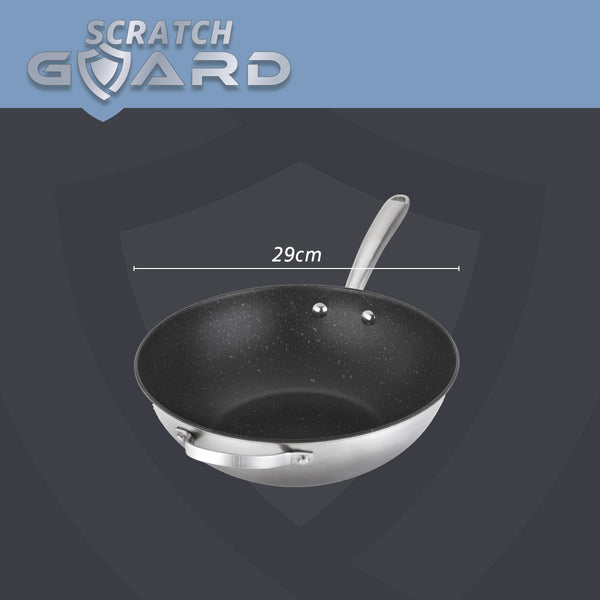 Prestige Scratch Guard Non Stick Stainless Steel Stir Fry | Scratch Resistant Wok