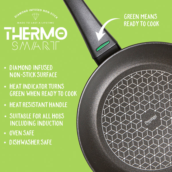 Thermo Smart Non-Stick Frying Pan - 3 Sizes. S, M and Large | Prestige UK